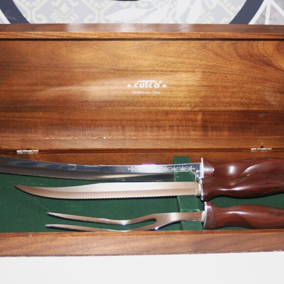 Cutco | Dining | Ec 3 Piece Vintage Cutco Carving Set In Wooden Display ...
